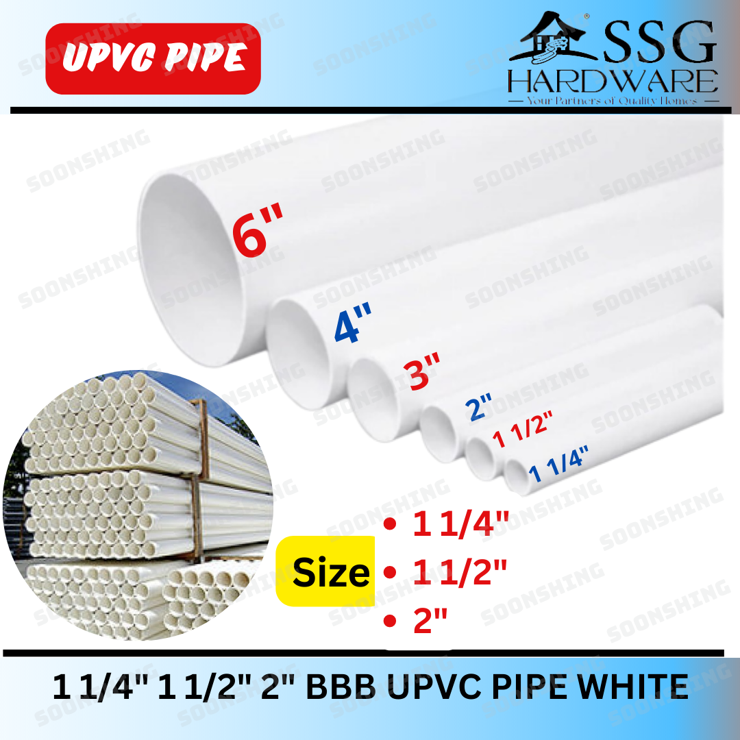 1 1/4" 1 1/2" 2" BBB UPVC PIPE WHITE - NIPIS - Paip Air Putih Plastik Paip Air Plastik Paip ...