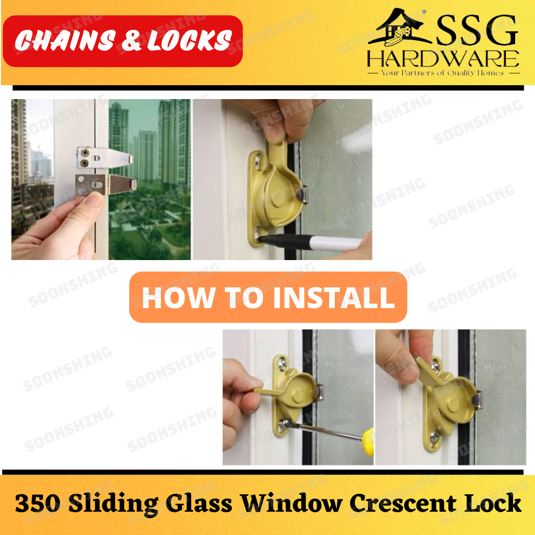 350 Sliding Glass Window Crescent Lock (Silver, MB) Sliding Window Lock ...
