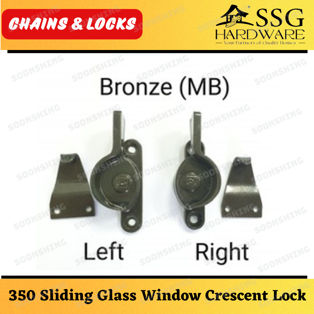 350 Sliding Glass Window Crescent Lock (Silver, MB) Sliding Window Lock ...