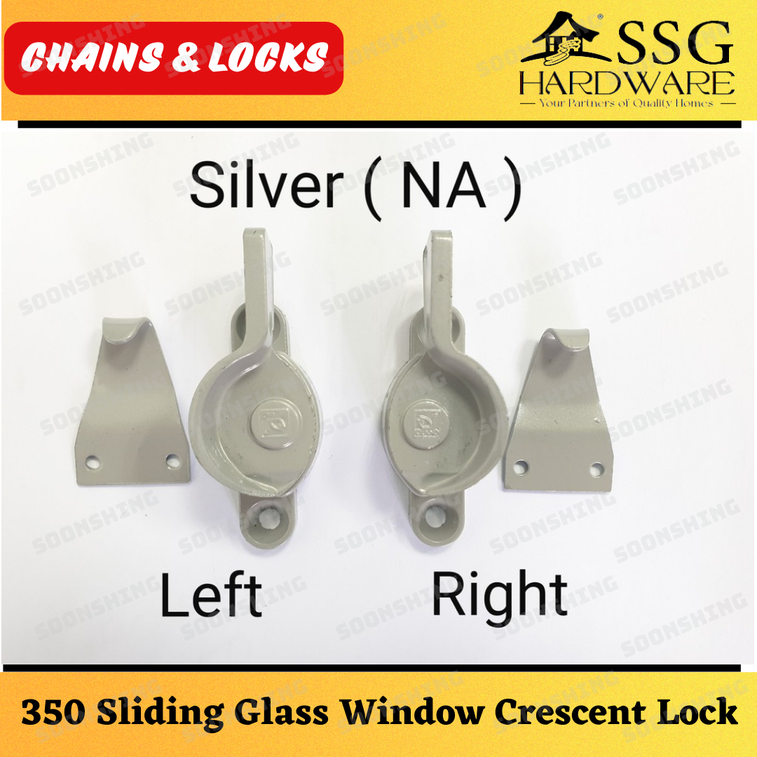 350 Sliding Glass Window Crescent Lock (Silver, MB) Sliding Window Lock ...