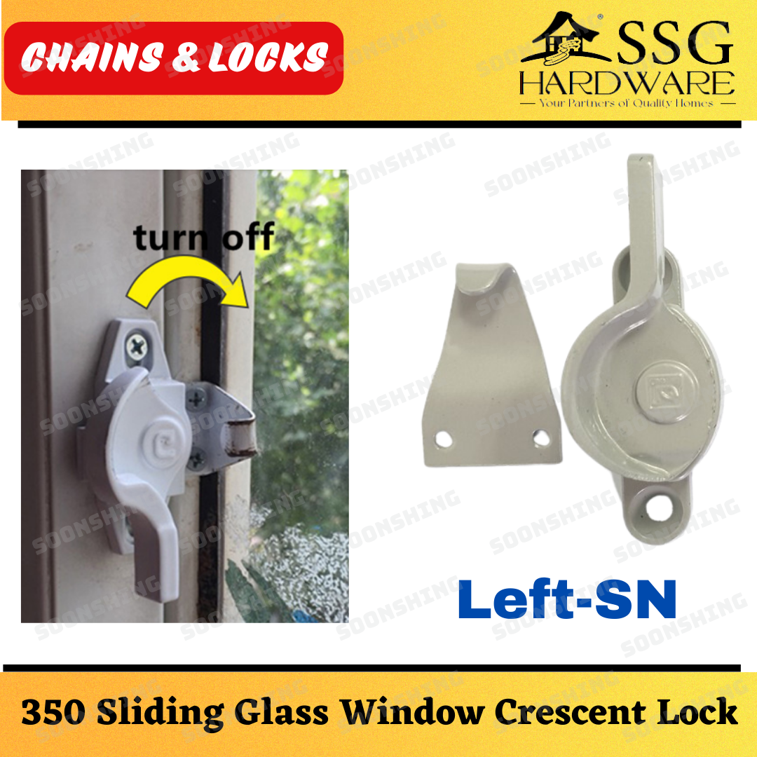 350 Sliding Glass Window Crescent Lock (Silver, MB) Sliding Window Lock ...