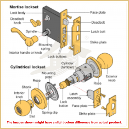 HARD-LOCK Tubular Lever Cylindrical Lock Set / Premium Quality / Tombol ...