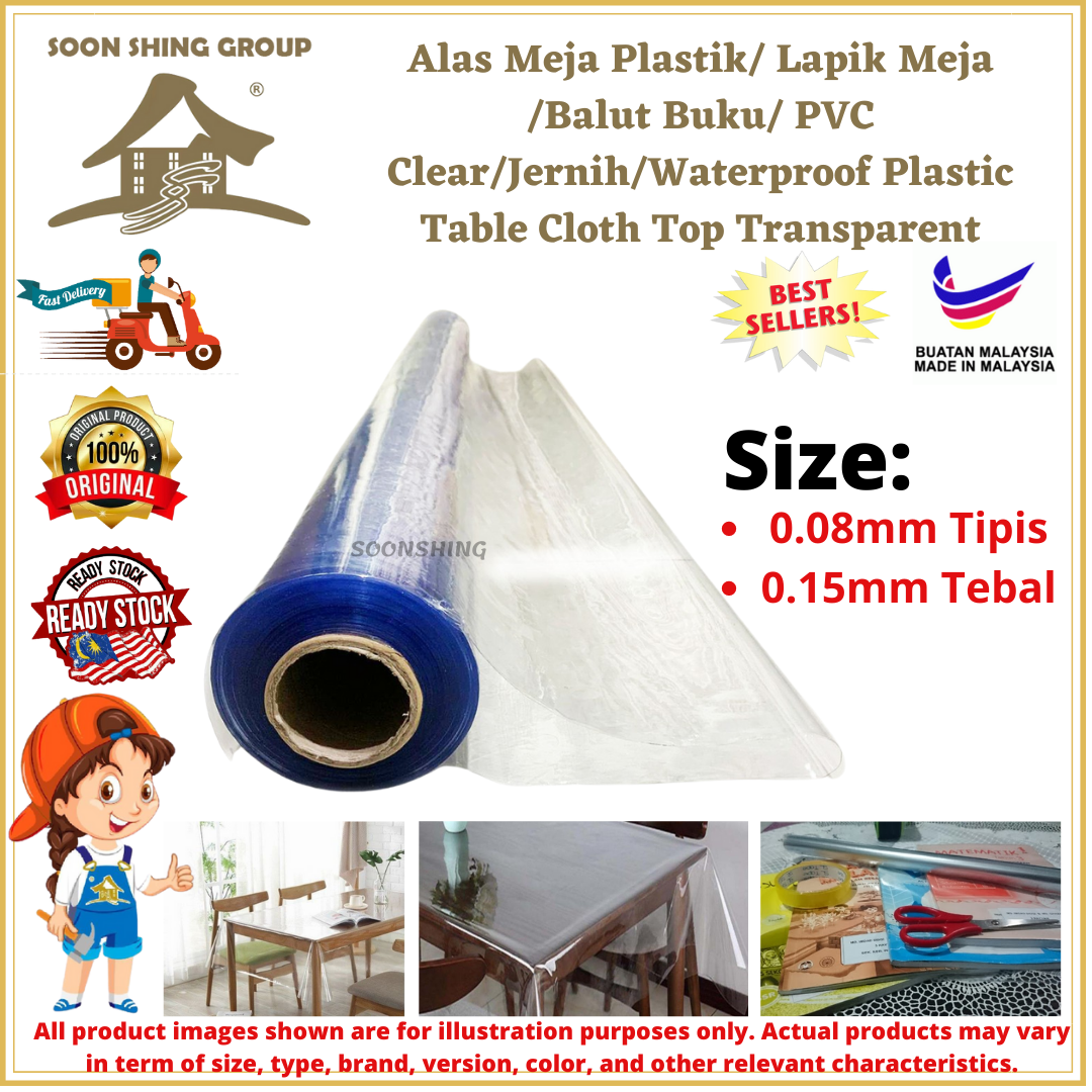 (1 Meter) Alas Meja Plastik/ Lapik Meja /Balut Buku/ PVC Clear/Jernih ...