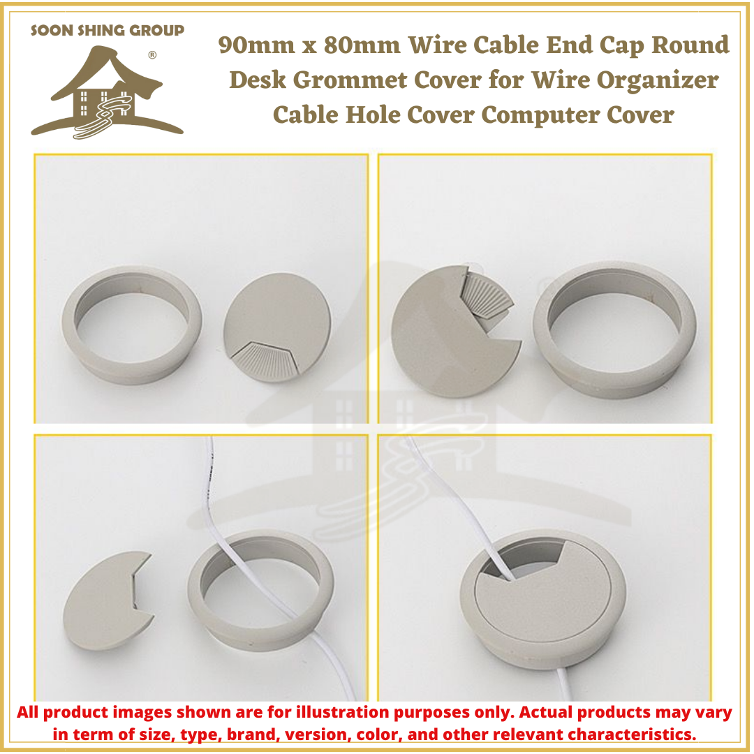 90mm x 80mm Wire Cable End Cap Round Desk Grommet Cover for Wire ...