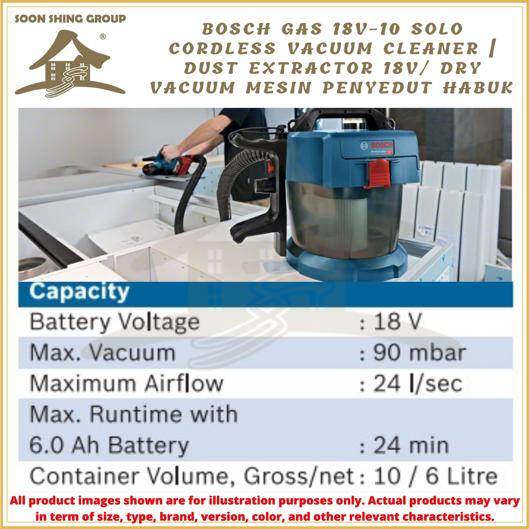 BOSCH GAS 18V-10L CORDLESS VACUUM CLEANER DUST EXTRACTOR 18V/ Vakum ...