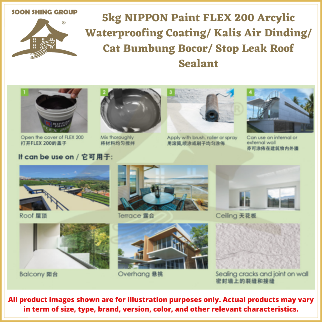 5kg NIPPON Paint FLEX 200 Arcylic Waterproofing Coating/ Kalis Air ...