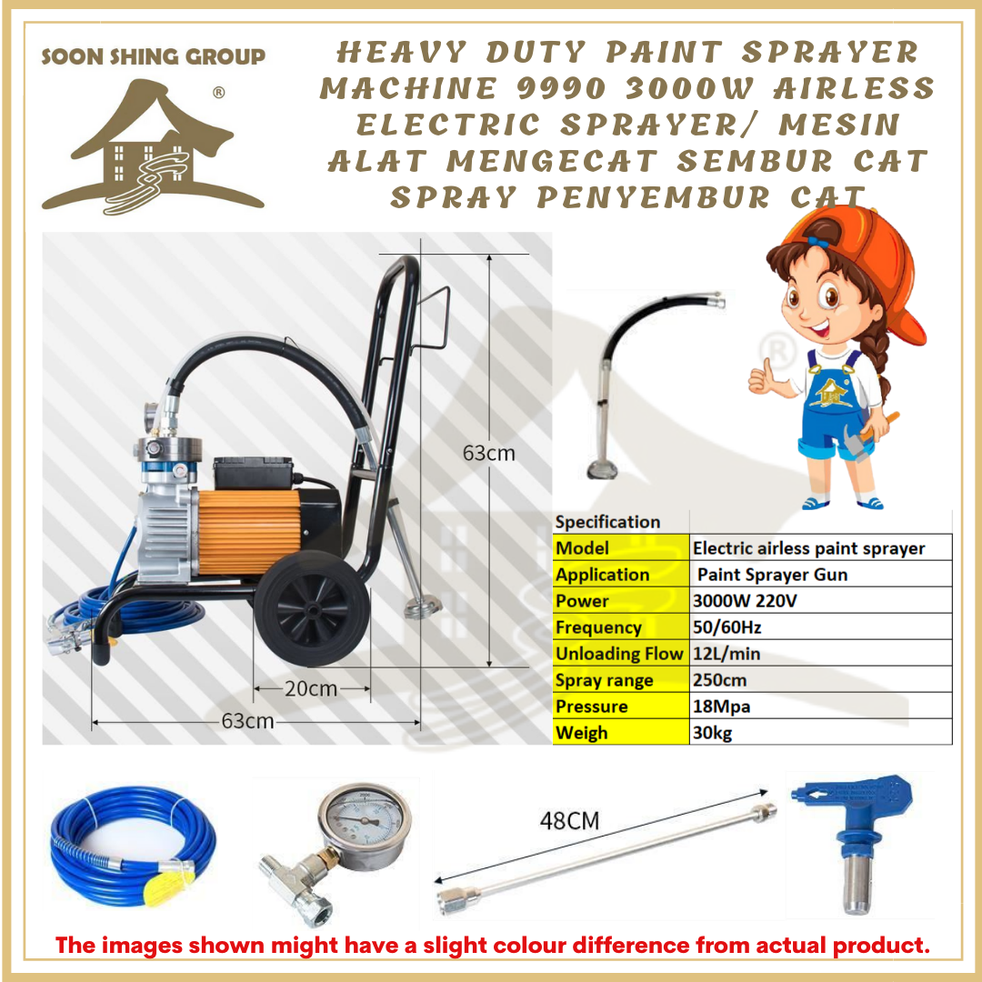 Heavy Duty Paint Sprayer Machine 9990 3000W Airless Electric Sprayer ...