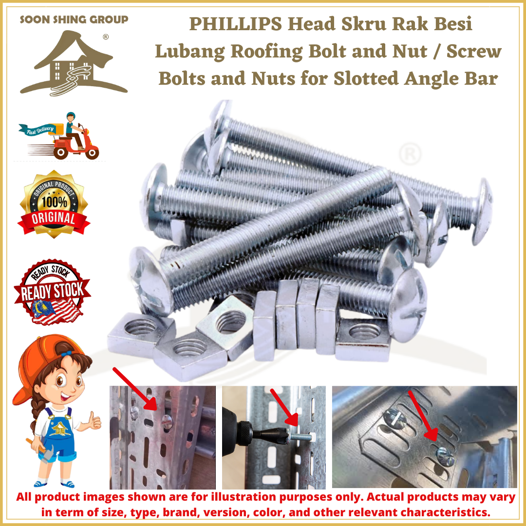 PHILLIPS Head Galvanized Skru Rak Besi Lubang Roofing Bolt and Nut ...