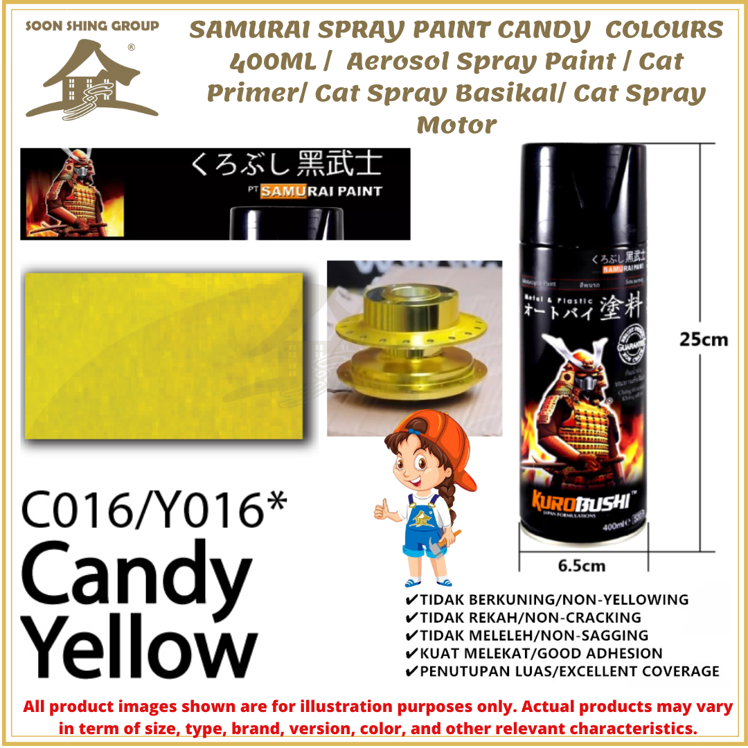 SS05 SAMURAI SPRAY PAINT CANDY COLOURS 400ML / Aerosol Spray Paint ...