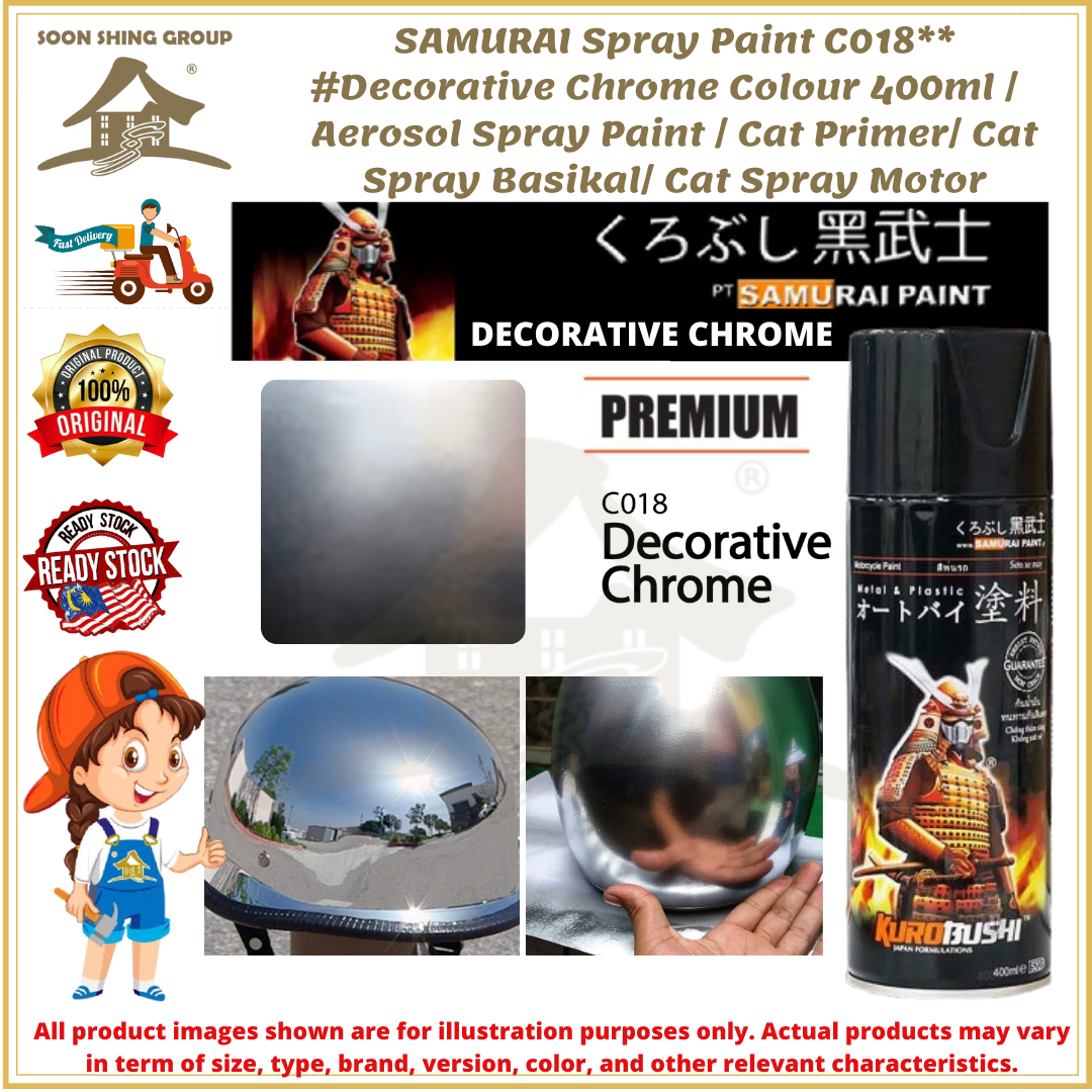 SAMURAI Spray Paint C018** Decorative Chrome 400ml / Aerosol Spray ...