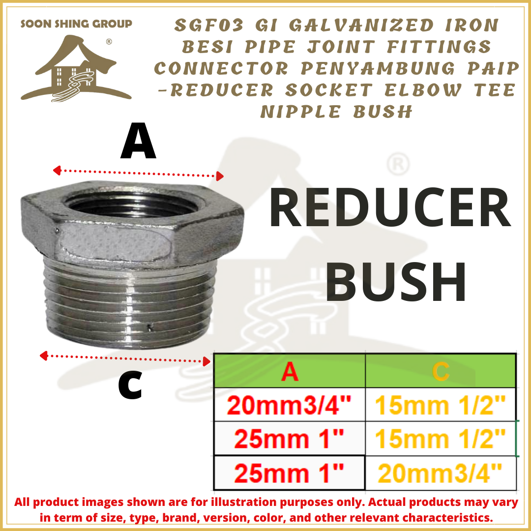 SGF03 GI Galvanized Iron Besi Pipe Joint Fittings Connector Penyambung Paip -REDUCER SOCKET ...