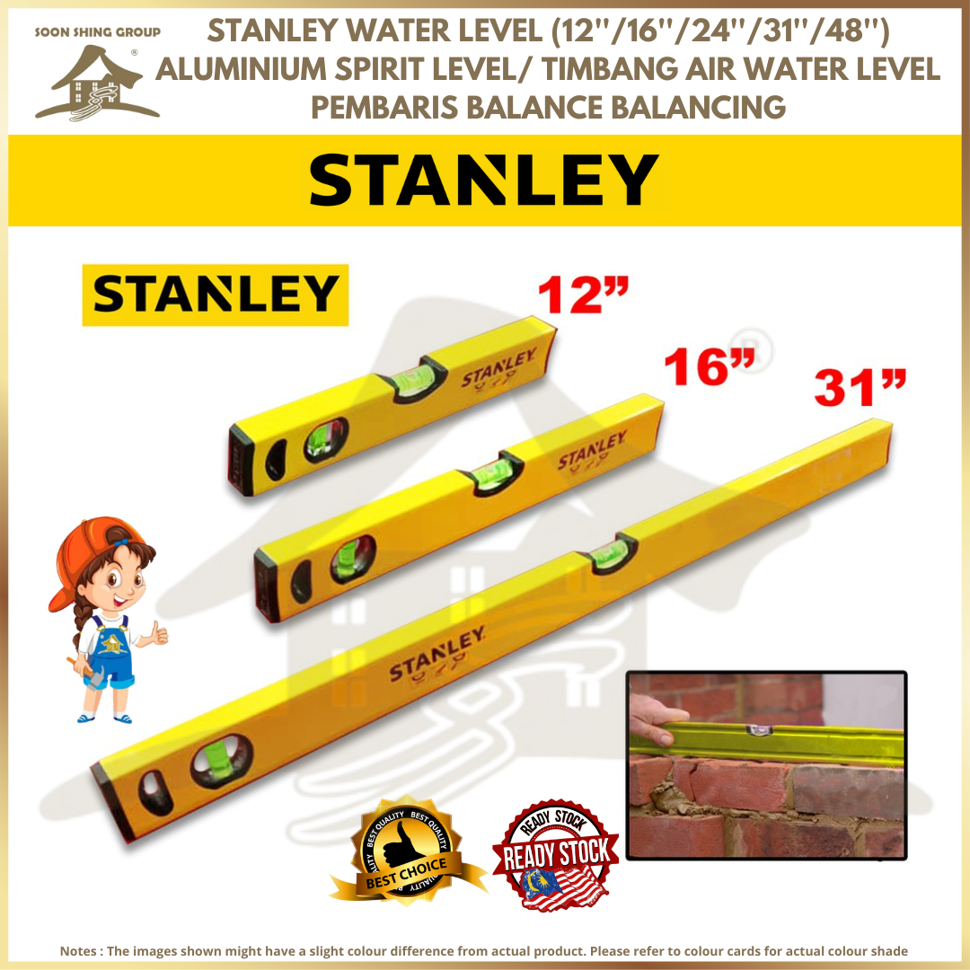 STANLEY ANGLE HOME MEASURE WATER LEVEL RULER TOOLS / UKUR TIMBANG AIR ...
