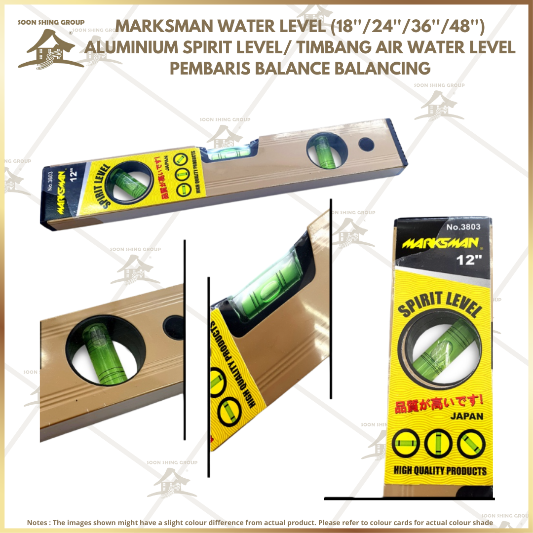 MARKSMAN PROFESSIONAL ALUMINIUM SPIRIT LEVEL RULER MEASURING / TIMBANG ...