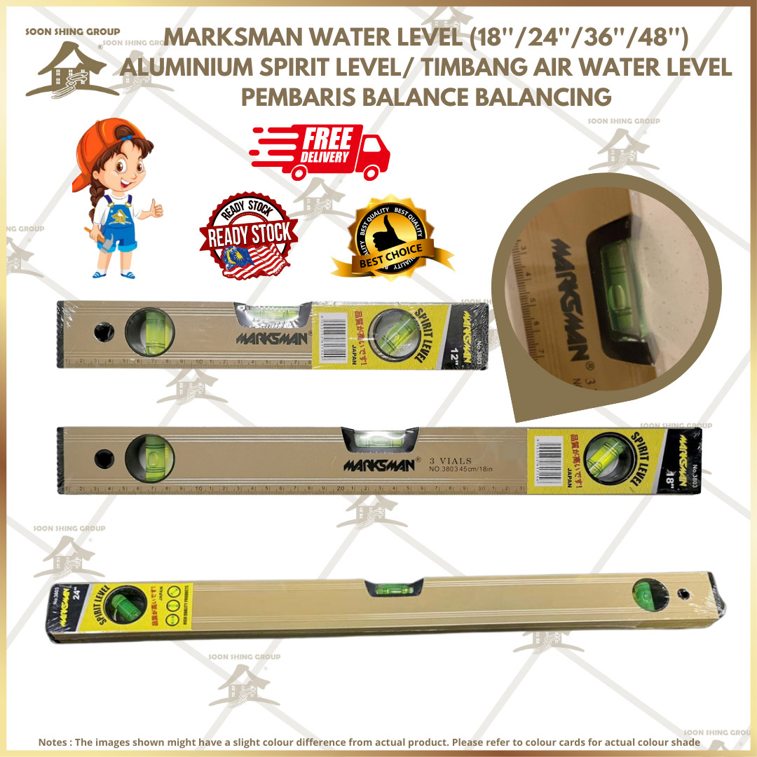 MARKSMAN PROFESSIONAL ALUMINIUM SPIRIT LEVEL RULER MEASURING / TIMBANG ...