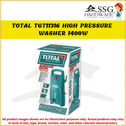 TOTAL TGT11316 HIGH PRESSURE WASHER 1400W /HIGH PRESSURE WATER JET ...