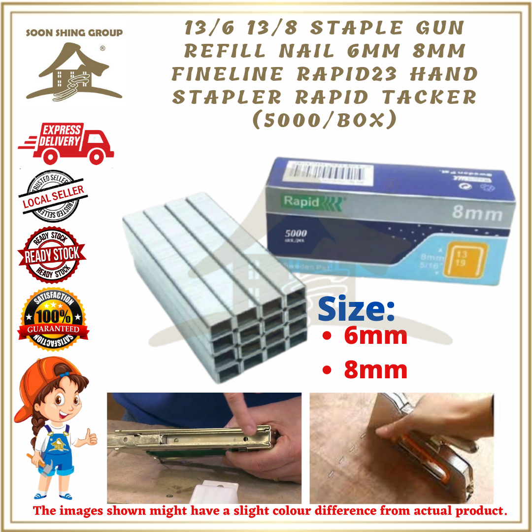 6mm 8mm Hand Staple Gun Refill Nail Hand Stapler Tacker Gun Fineline ...