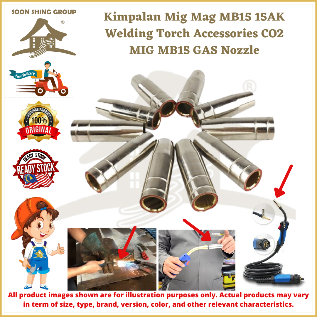 Kimpalan Mig Mag MB15 15AK Welding Torch Accessories CO2 MIG MB15 GAS Nozzle MIG CO2 WELDING ...
