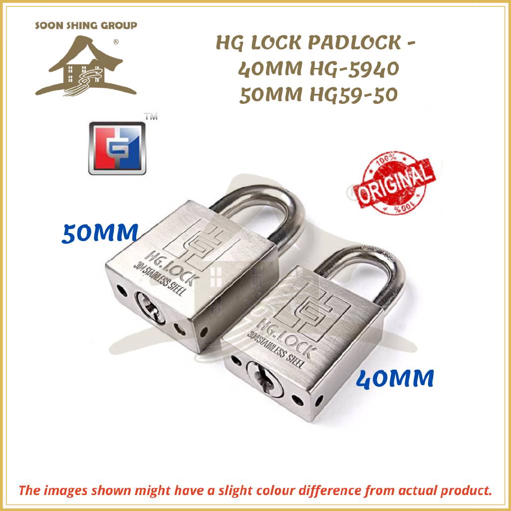 HG LOCK PADLOCK Security Padlock / Silver Lock / Mangga Kunci- 40MM HG ...