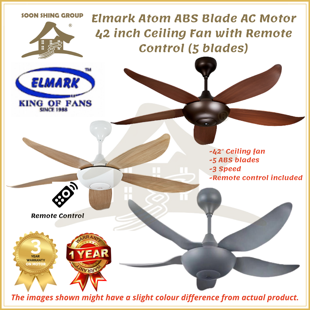 Elmark Atom ABS Blade AC Motor 42 inch Ceiling Fan with Remote Control ...