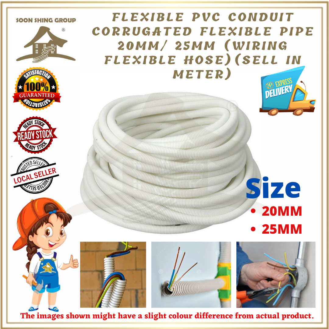 Flexible pvc conduit corrugated flexible pipe 20mm/ 25mm (Wiring ...