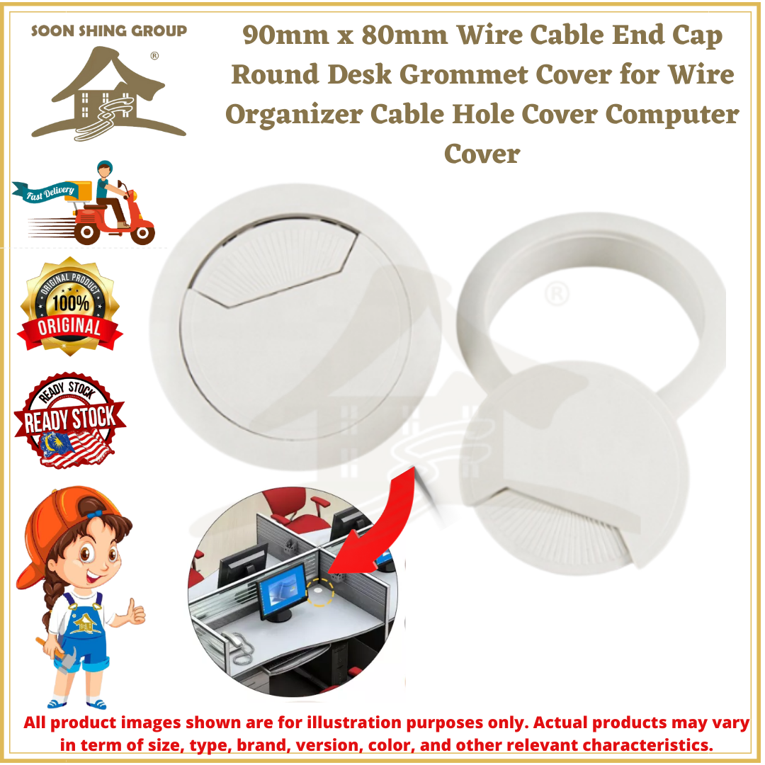 90mm x 80mm Wire Cable End Cap Round Desk Grommet Cover for Wire ...