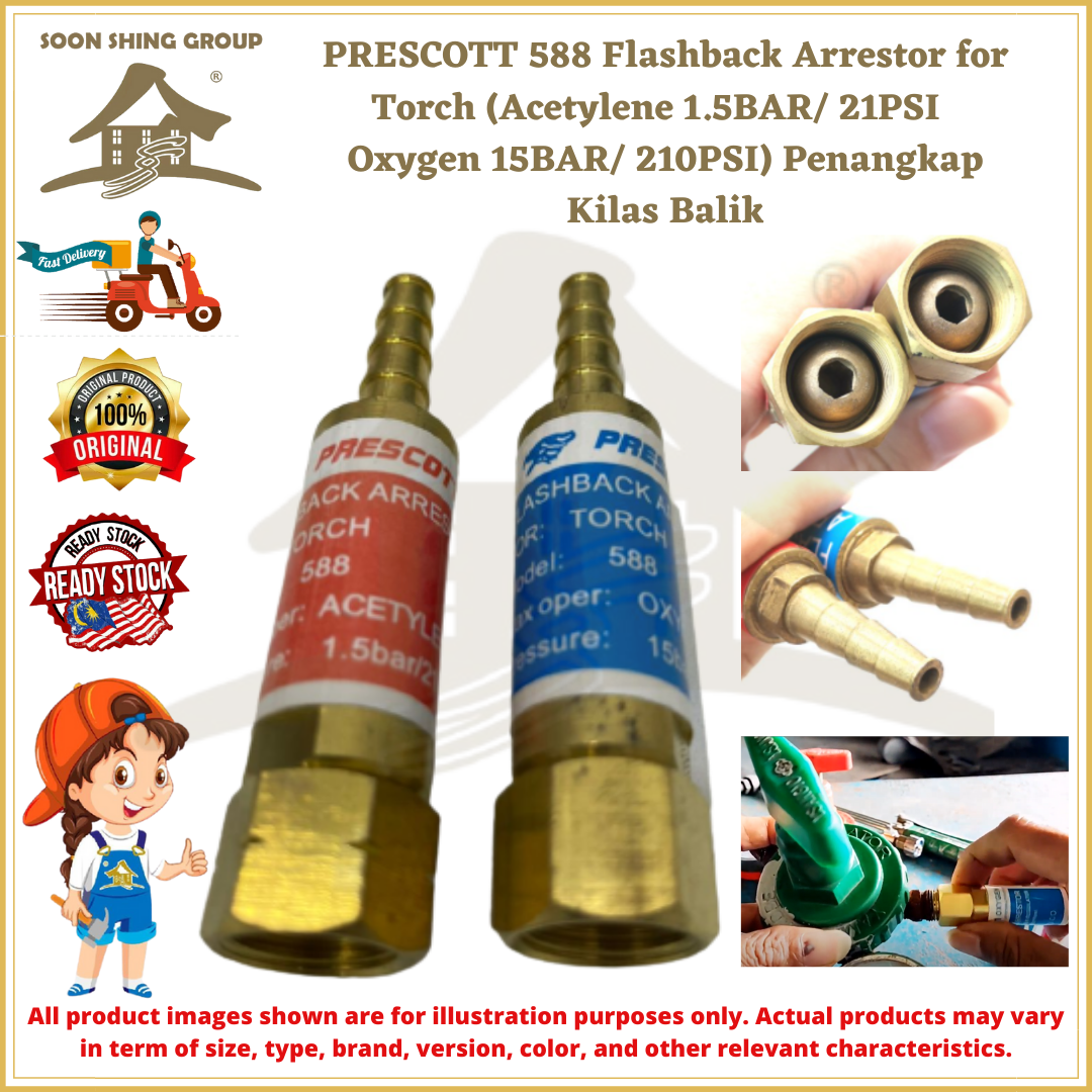 PRESCOTT 588 Flashback Arrestor for Torch (Acetylene 1.5BAR/ 21PSI ...