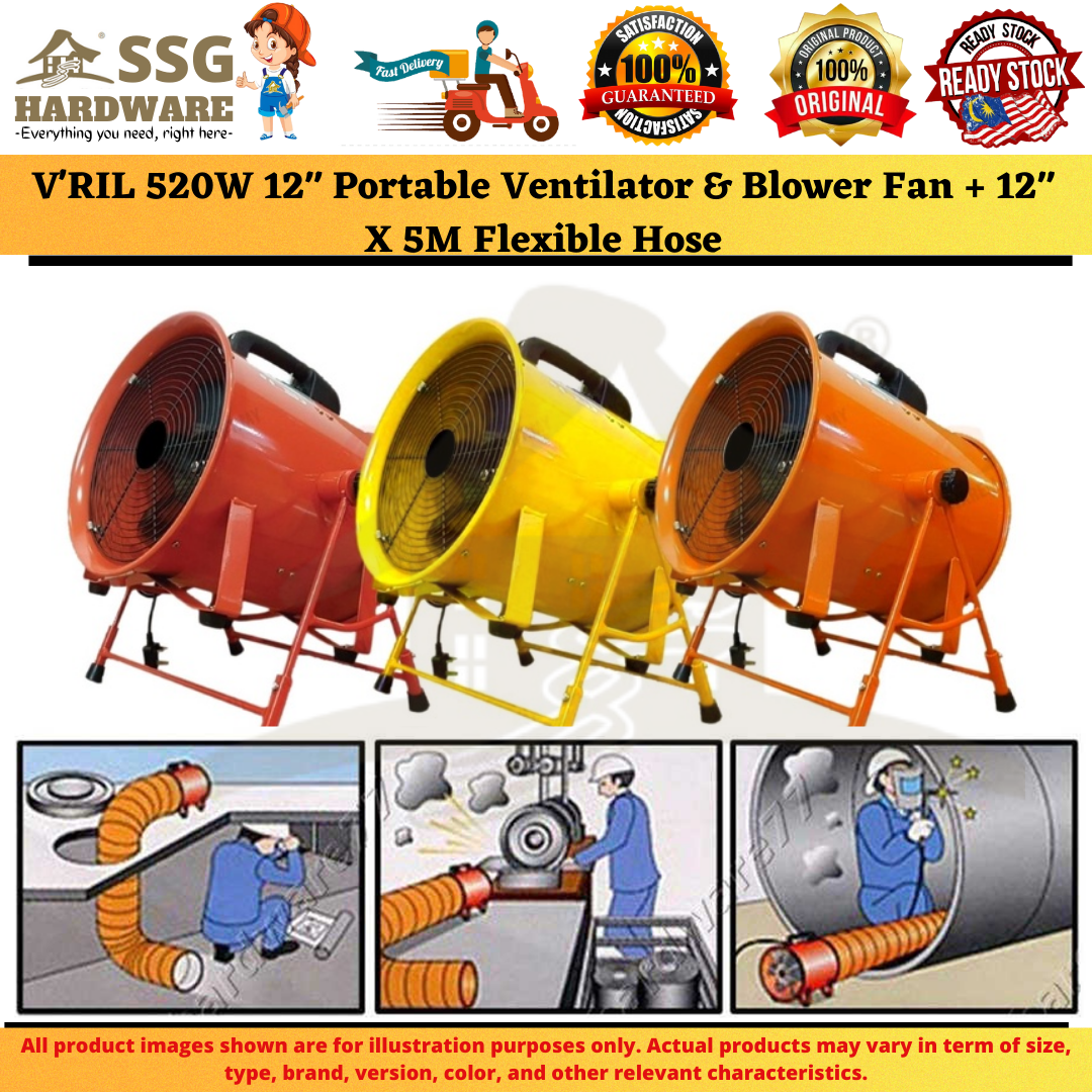 V'RIL 12"/520W Industrial Ventilation Fan | Sky Dancer Blower Heavy ...